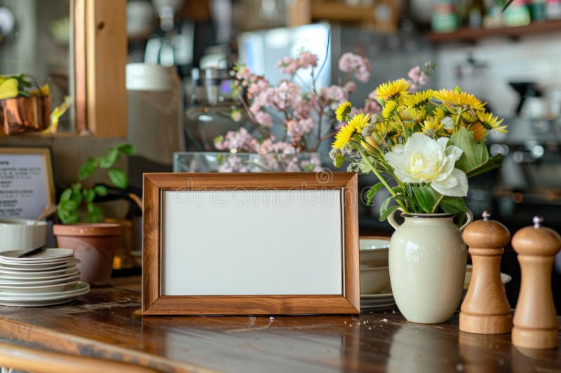 Tabletop Mockup Menu with a Wooden Frame for Writing or Merchandise ...