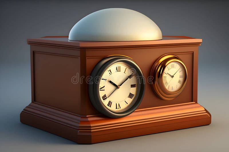 Tabletop Retro Clock with Two Clock Movements. Stock Illustration ...