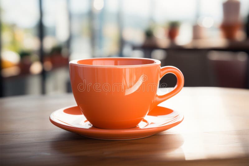 Tabletop Serenity an Orange Coffee Cup at Rest Stock Illustration ...