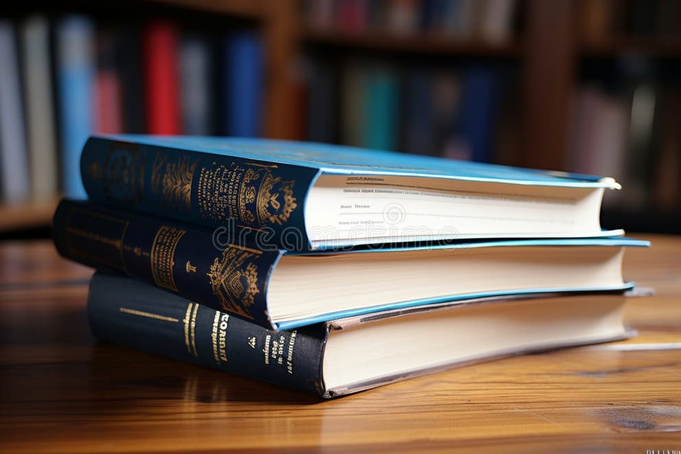 Tabletop Stories a Stack of Books Rests on a Wooden Surface Stock ...