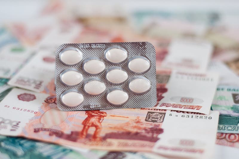 Tablets on the Background of Money Stock Image - Image of thousandth ...