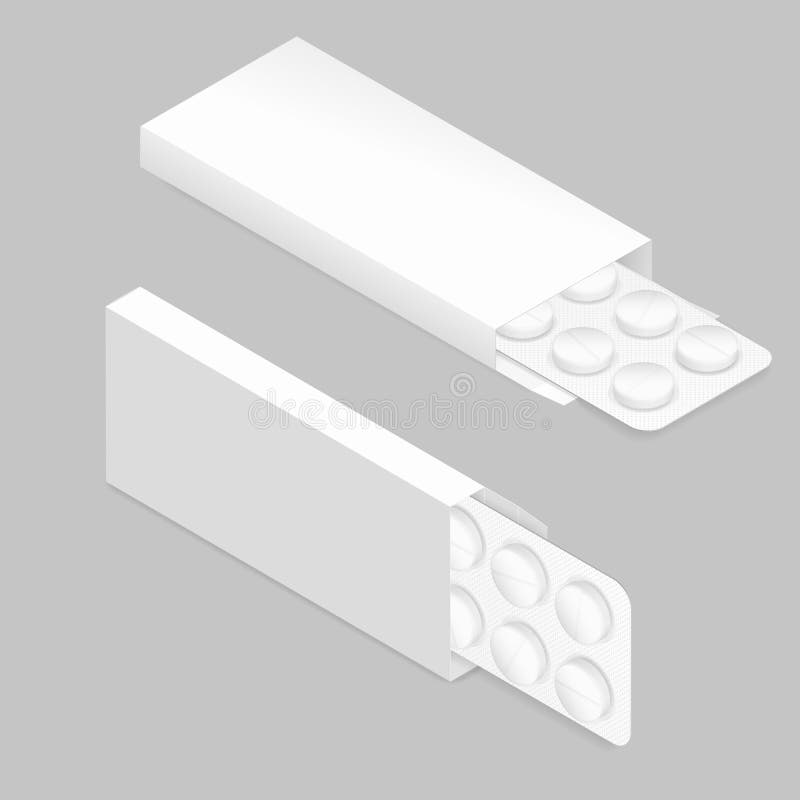 Tablets Blister Inside Package Detailed Isometric Icon Set Stock Vector ...