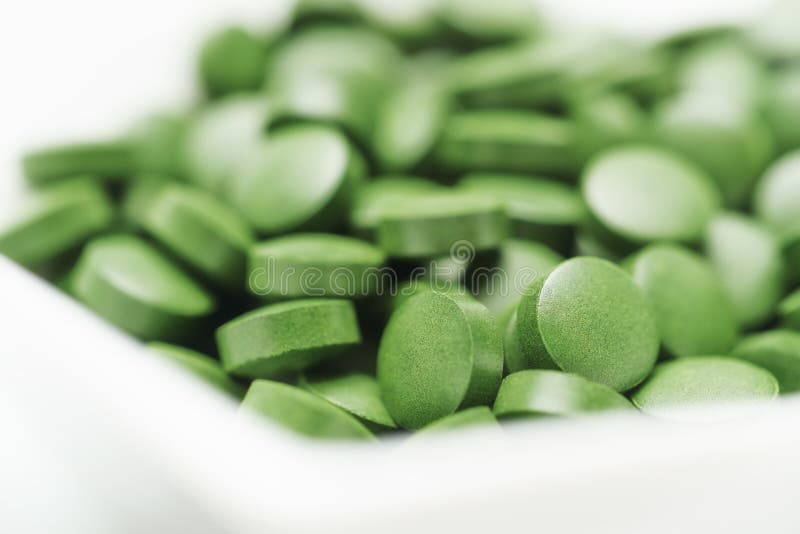 Tablets of Chlorella - Green Algae Stock Photo - Image of medicine ...