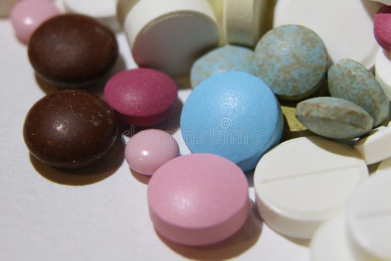 Tablets of Different Colors and Different Shapes Close Up Stock Photo ...