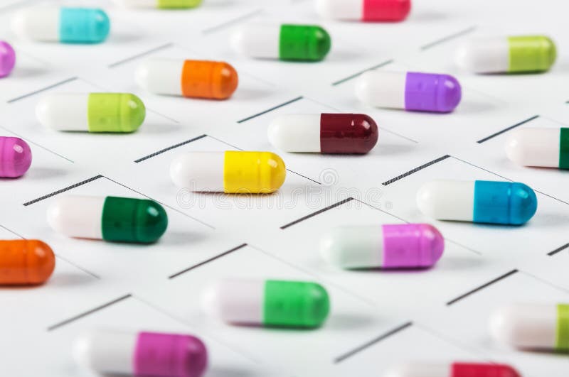 Tablets of Different Colors on a Plan Stock Image - Image of pain ...