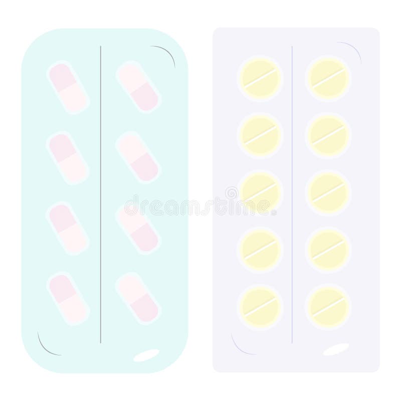 Tablets of Different Forms in Blisters Stock Vector - Illustration of ...
