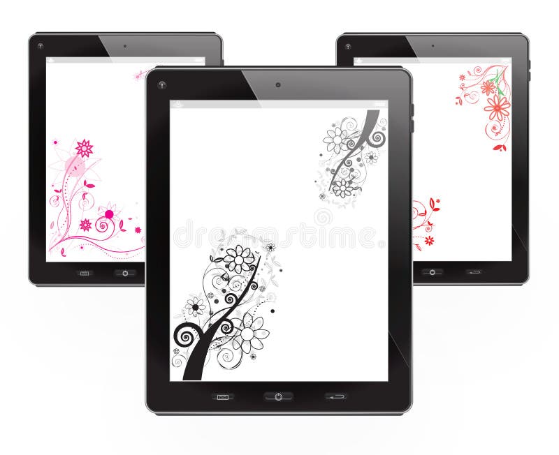 Tablets with Floral Vector Design Stock Vector - Illustration of ...