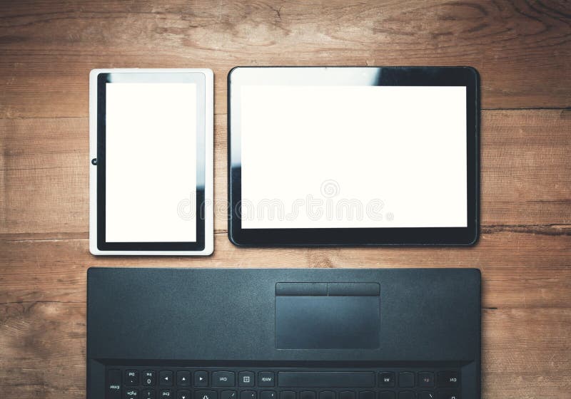 Tablets and Notebook on the Table. Stock Image - Image of business ...