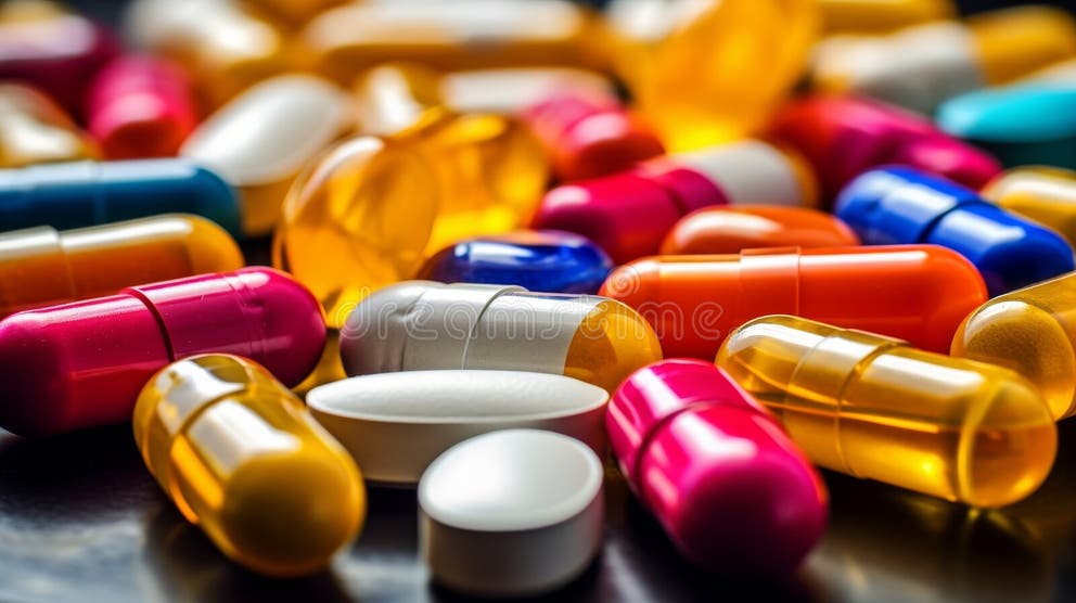 Tablets Over Medication Diagram Stock Illustration - Illustration of ...