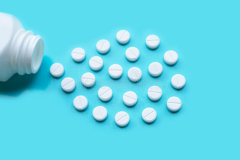 Paracetamol in Blue and White Plain Compress Tablets Stock Photo ...