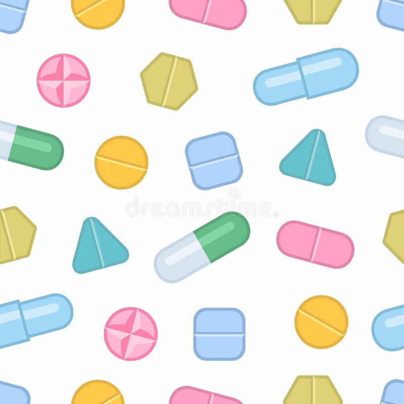 Tablets and Pills Seamless Pattern Stock Vector - Illustration of ...