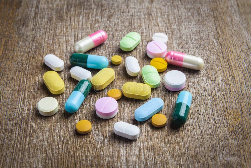Tablets and Pills on the Table Stock Image - Image of care, packing ...