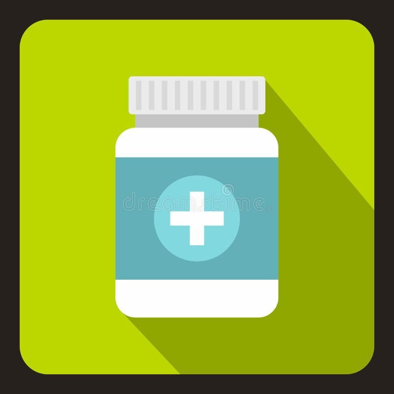 Tablets in Plastic Jar Icon, Flat Style Stock Vector - Illustration of ...