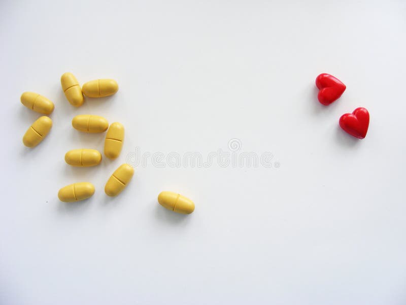 Tablets and Red Hearts Isolated with Place for Writing Stock Photo ...