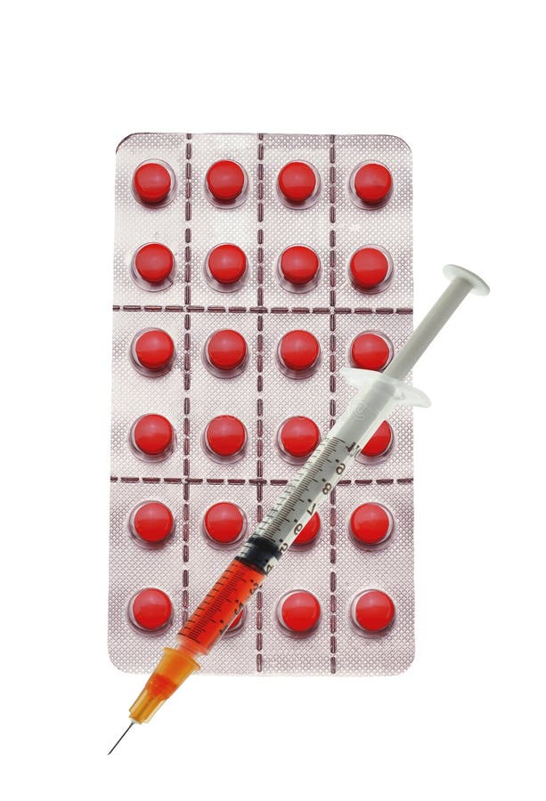 Tablets and syringe stock image. Image of yellow, blister - 37142963