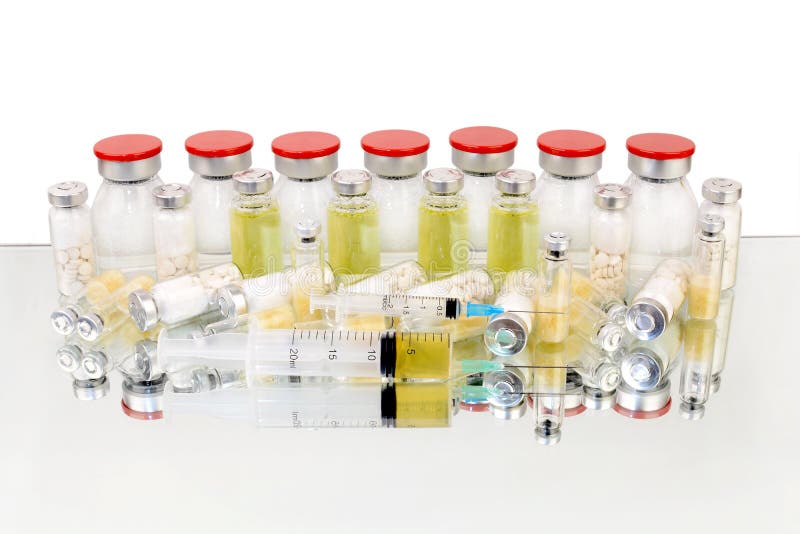 Tablets and Vaccines in Medical Vials Stock Photo - Image of food ...