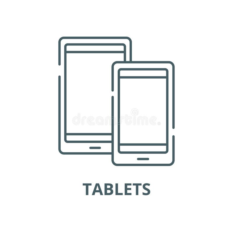 Tablets Vector Line Icon, Linear Concept, Outline Sign, Symbol Stock ...