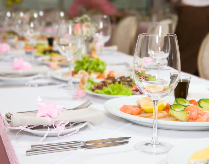 Catering Food Table Set Decoration Stock Image - Image of event ...