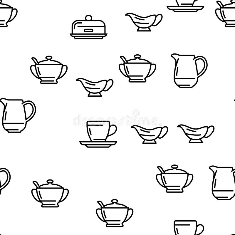 Tableware for Banquet or Dinner Vector Seamless Pattern Stock Vector ...