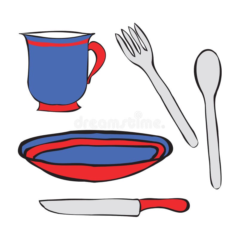 Tableware Colored Stock Illustrations – 938 Tableware Colored Stock ...