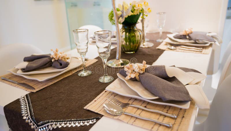 Tableware on dinning table stock photo. Image of home - 31135088