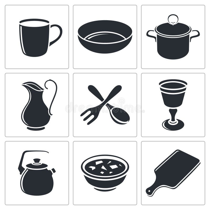Tableware icon collection stock vector. Illustration of kettle - 42525578