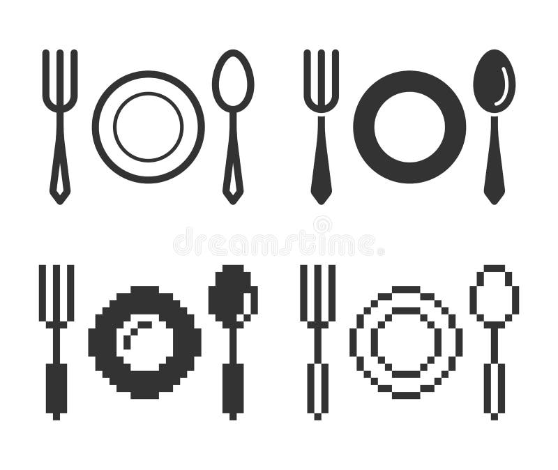 Tableware Icon in Different Variants Stock Vector - Illustration of ...