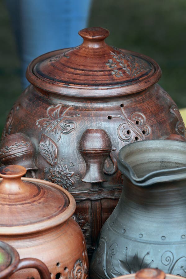 Tableware made of clay stock image. Image of close, grunge - 46673451