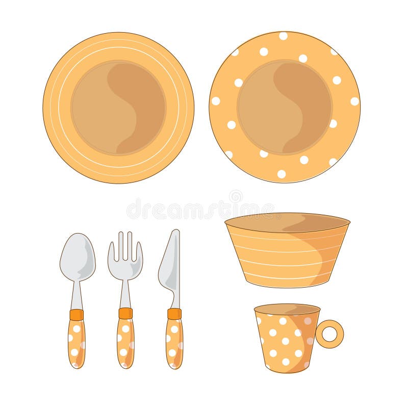 Tableware Objects Cartoon Illustration Stock Vector - Illustration of ...