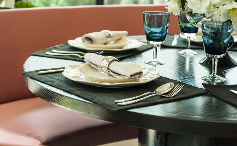 Tableware on the table stock photo. Image of crystal - 49462116