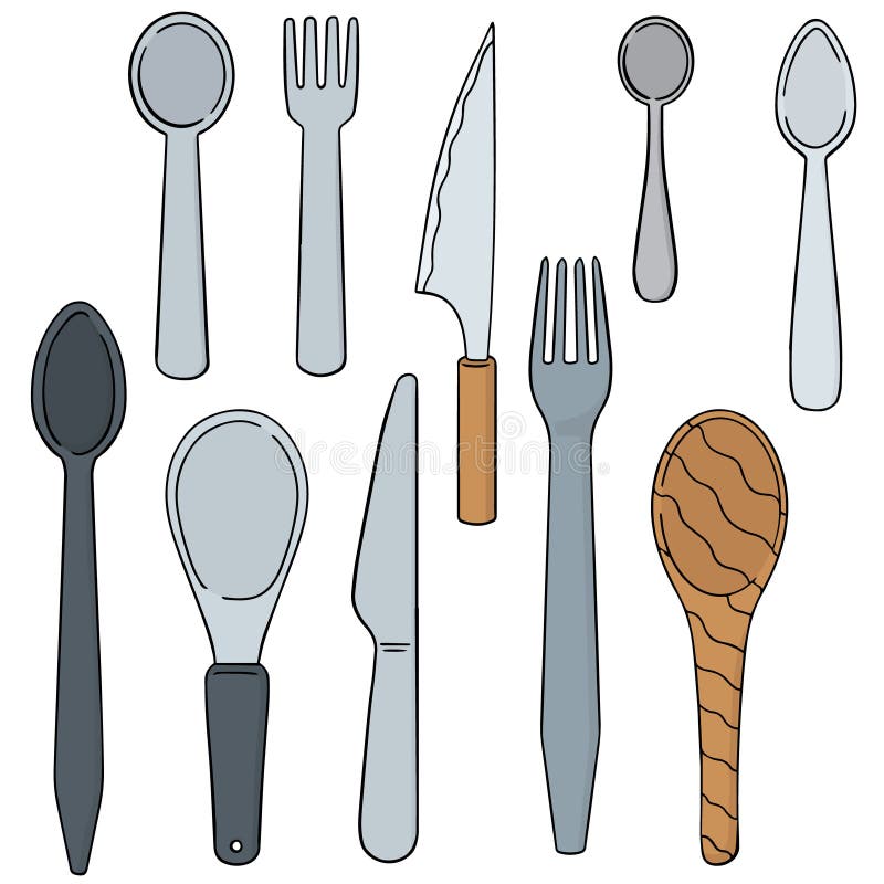 Vector set of tableware stock vector. Illustration of bowl - 133588361