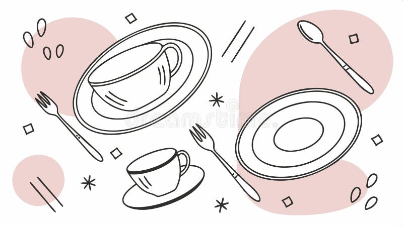 Tableware Vector Set. Plates and Cutlery Illustration for Dining ...