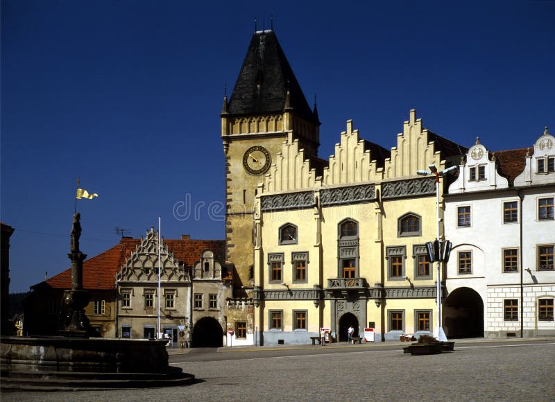 Main Square Of Tabor, Czech Republic Stock Image - Image of historic ...
