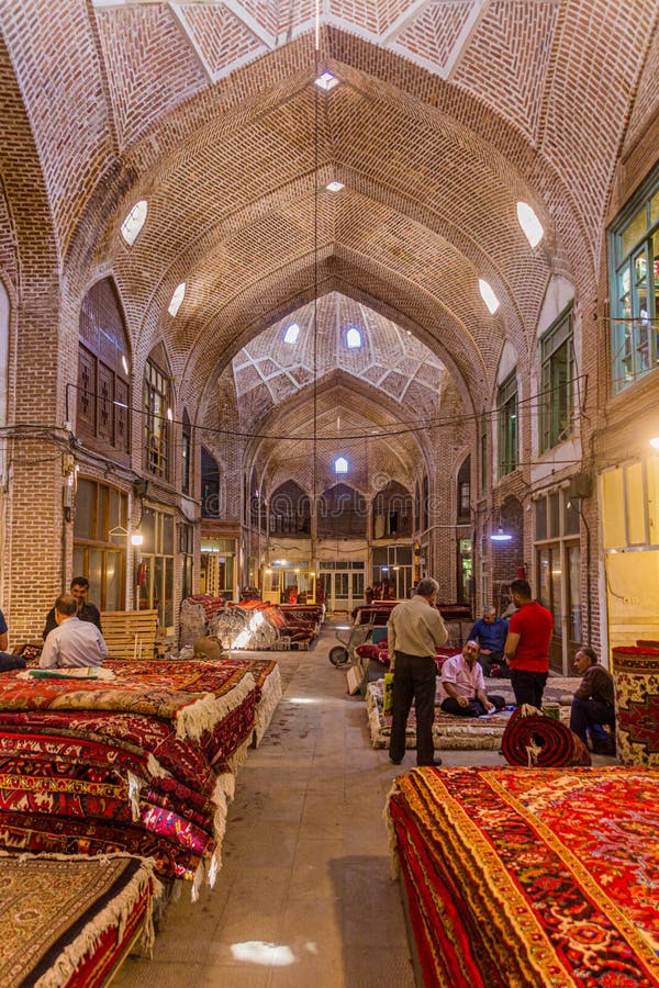 TABRIZ, IRAN - JULY 15, 2019: Carpet Section of the Bazaar in Tabriz ...