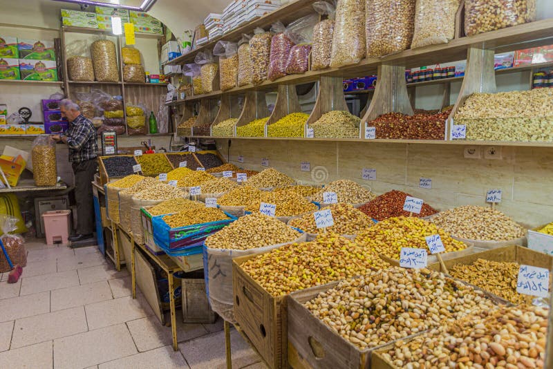 TABRIZ, IRAN - JULY 15, 2019: Nut Store in the Bazaar of Tabriz, Ir ...
