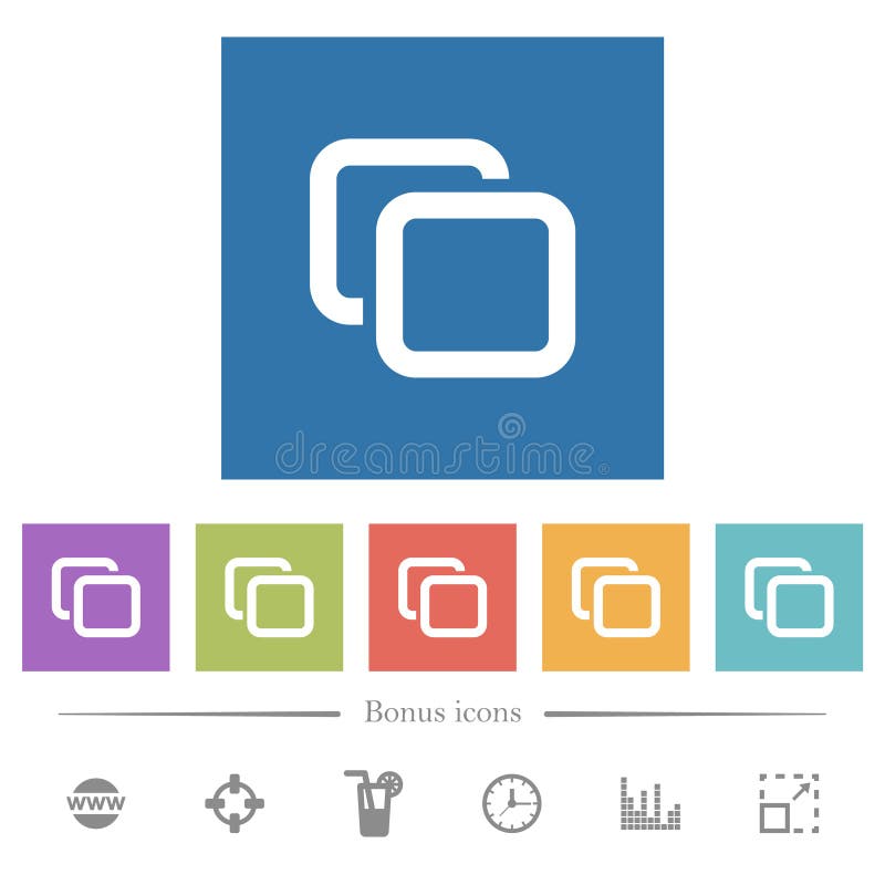 Tabs Flat White Icons in Square Backgrounds Stock Vector - Illustration ...