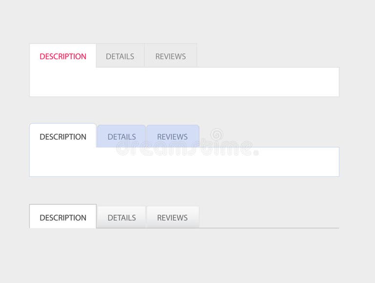 Tabs Menu Bar Web Ui Interface Template Element Design Vector Set ...