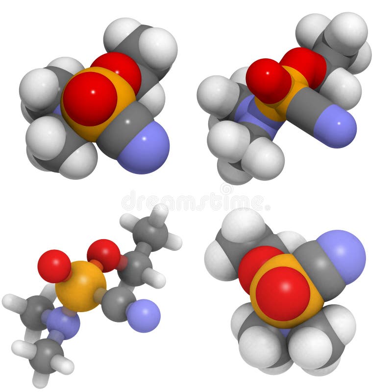 Tabun Nerve Agent Molecule (chemical Weapon). 3D Rendering Stock ...