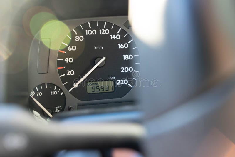 Tachometer Taken through the Steering Wheel Stock Photo - Image of ...