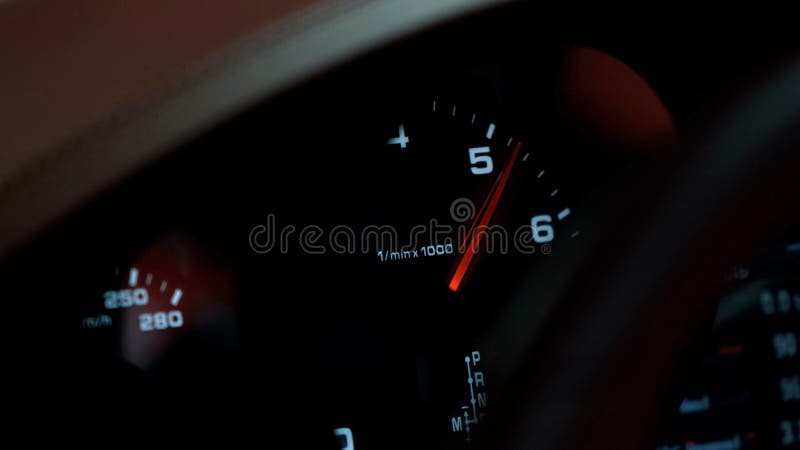 Tachometer Red Arrow Jumping, Close-up Stock Photo - Image of ...