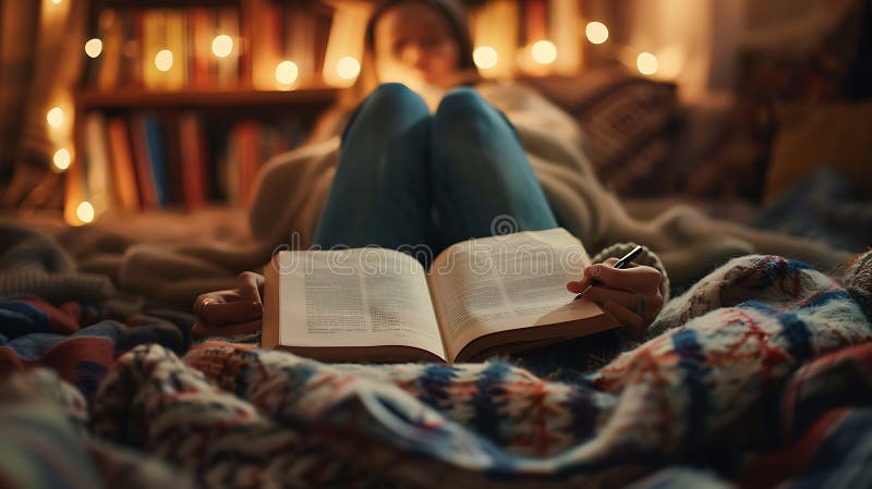 Tack-sharp Image of a Person Journaling, Cozy Reading Nook, Soft ...