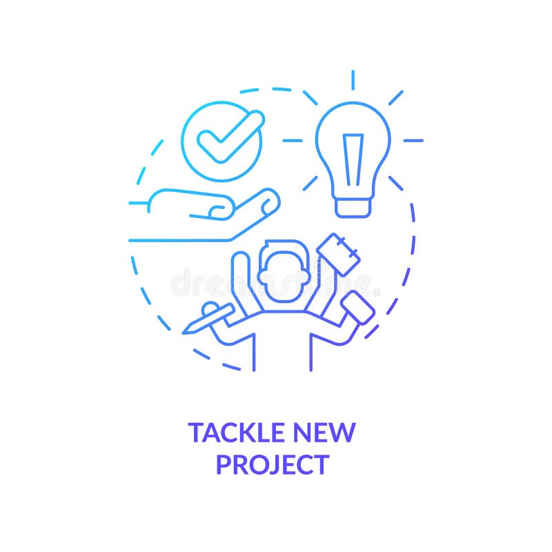 Tackle New Project Blue Gradient Concept Icon Stock Vector ...