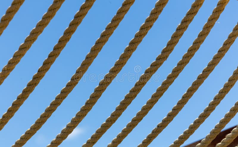Tackle Ropes on Blue Sky Background Stock Photo - Image of macro, fiber ...