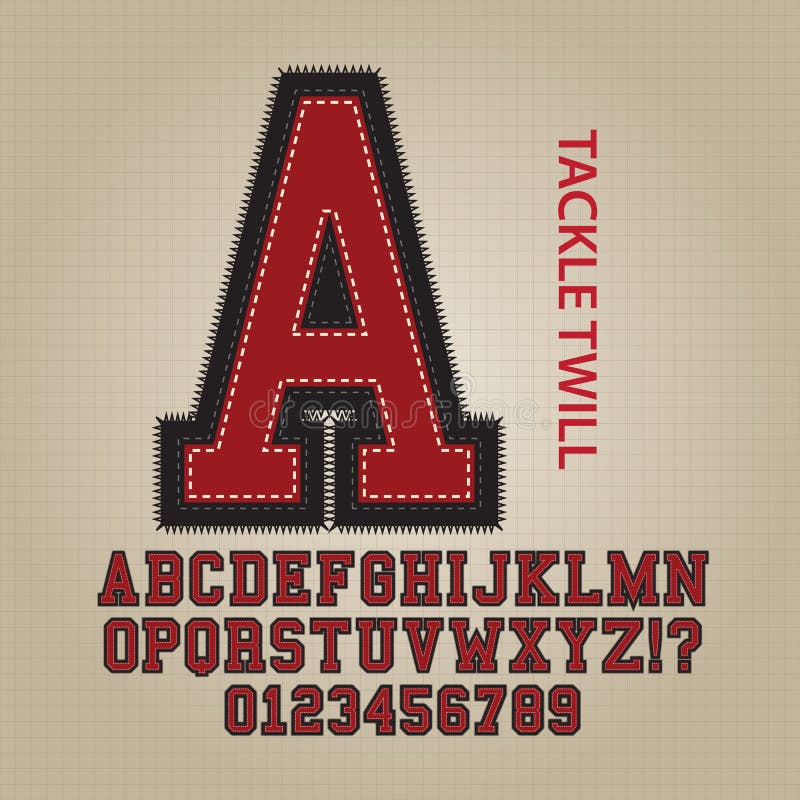 Yellow Tackle Twill Alphabet and Digit Vector Stock Vector ...