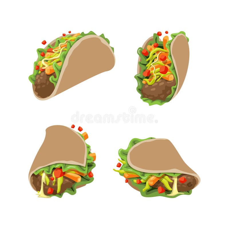 Taco Design Vector. Taco Set Vector Illustration Stock Vector ...