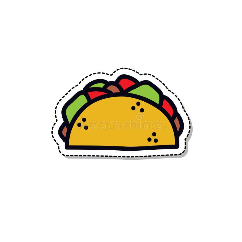 Taco Doodle Icon, Vector Illustration Stock Vector - Illustration of ...