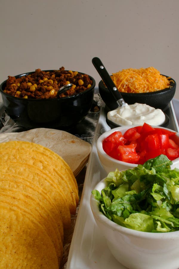 Taco Fixings Buffet Vertical Stock Image - Image of chips, tomato: 1461357