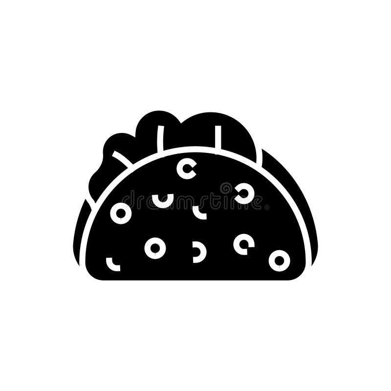 Taco Icon, Vector Illustration, Black Sign on Isolated Background Stock ...