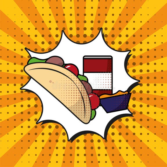 Taco Meal with Drink Combo. Vector Stock Vector - Illustration of ...