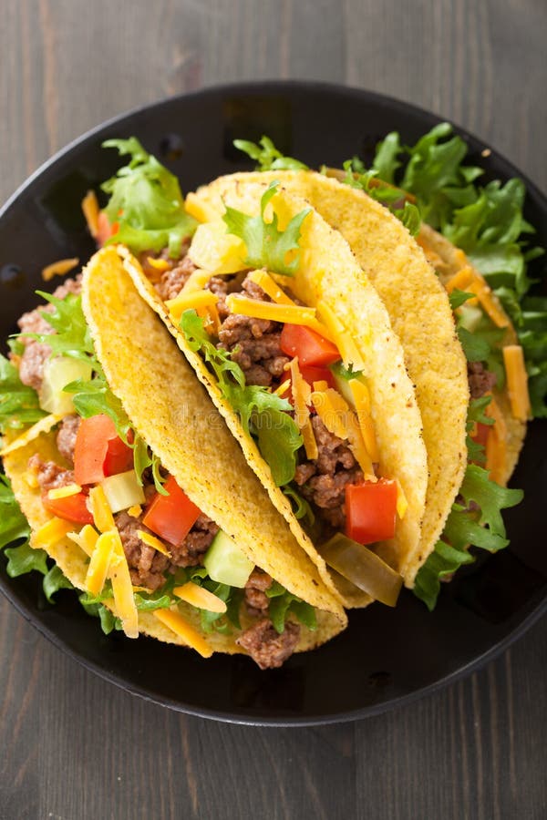 Taco Shells with Beef and Vegetables Stock Photo - Image of healthy ...